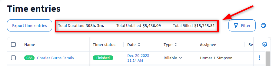 Work with time entry list - TaxDome Help Center